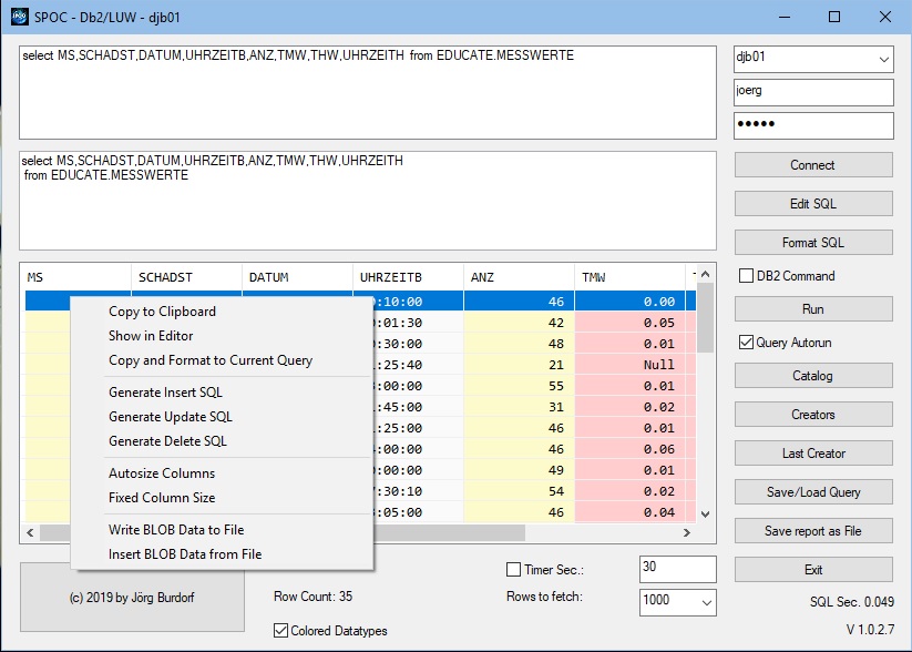 free database sql query tool - SPOC - Sql Processing On Click - Systemberatung Jörg Burdorf